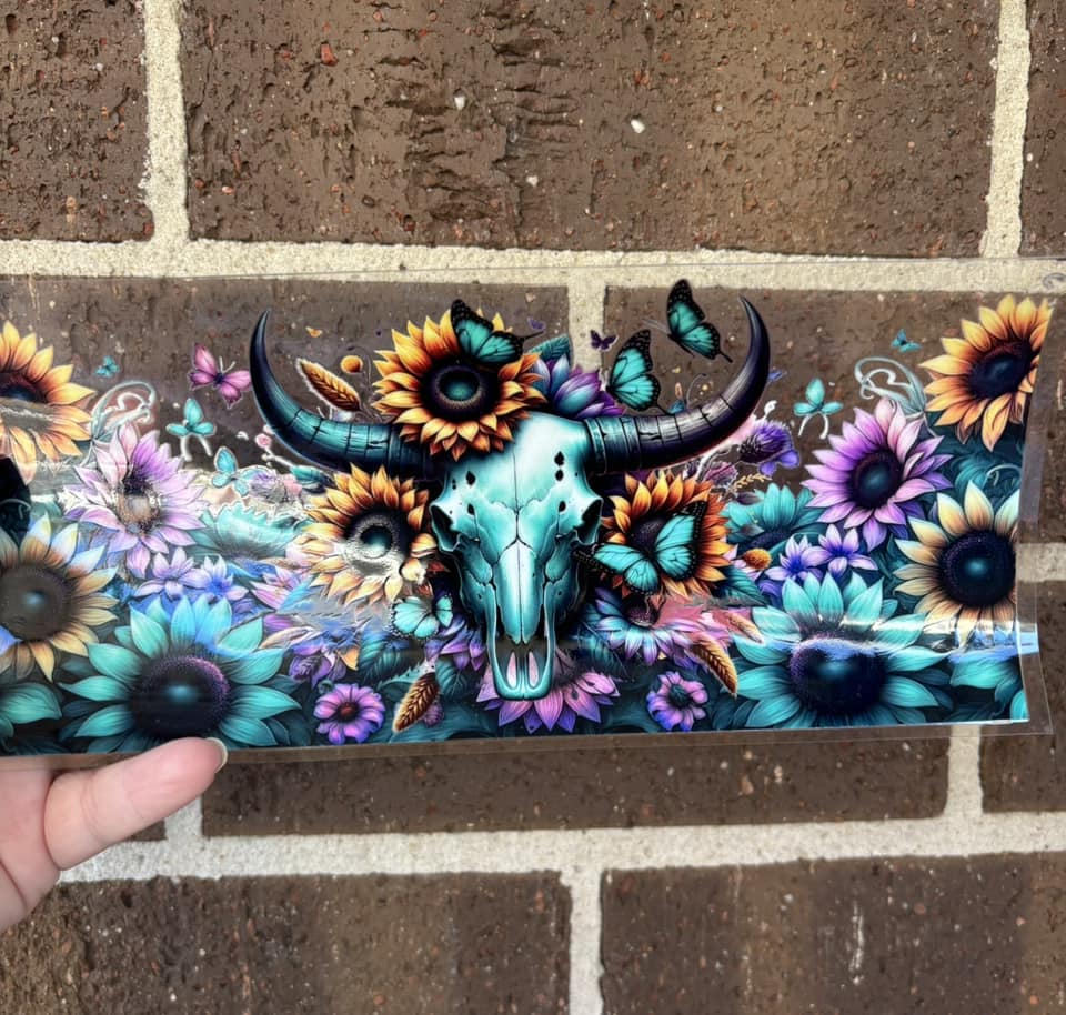 TEAL BULL HIGHLAND COW DOUBLE SIDED UV- DTF – Mia&Mummy